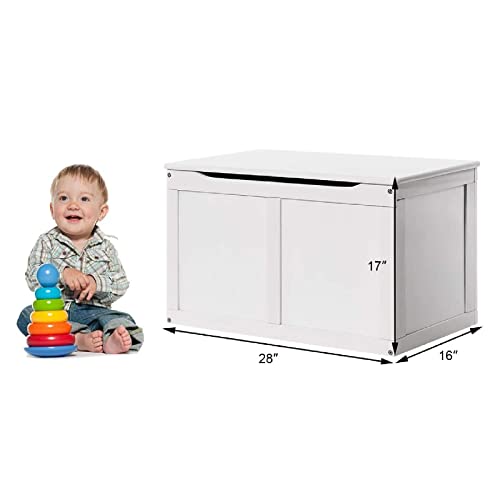 HONEY JOY Kids Wooden Toy Box, 2 In 1 Large Toy Storage Truck Bench with Flip-Top Lid, 2 Safety Hinges & Groove Handle, Toddler Big Toy Chest for Playroom & Bedroom, Gift for Boys Girls Age 3+