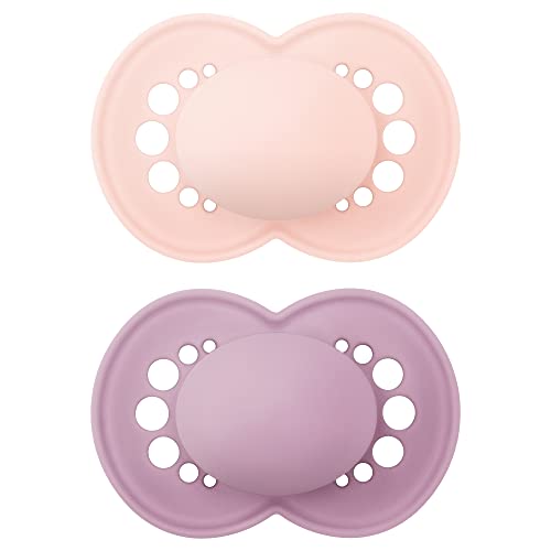 MAM Original Matte Baby Pacifier, Nipple Shape Helps Promote Healthy Oral Development, Sterilizer Case, 2 Pack, 16+ Months, Girl,2 Count (Pack of 1)