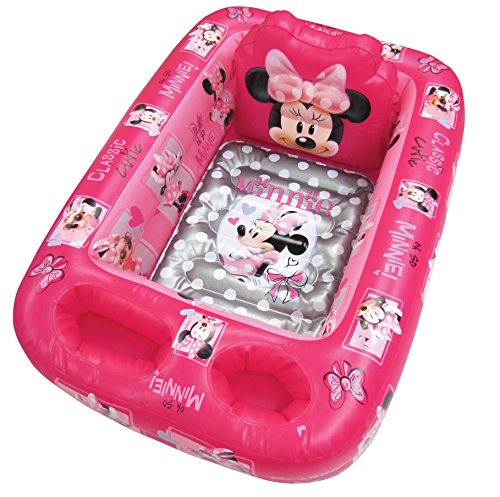 Disney Minnie Mouse Air-Filled Cushion Bath Tub - Free-Standing, Blow up, Portable, Inflatable, Safe Bathing, Baby Bathtub, Toddler Bathtub