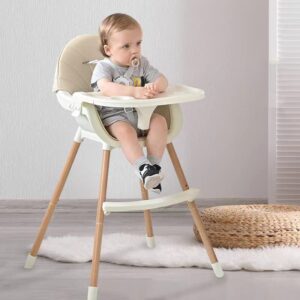 PandaEar 3-in-1 High Chairs for Babies Toddlers, Convertible Infant Highchair with Removable Tray & Safety Harness Adjustable Legs