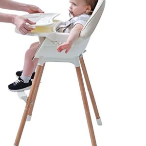 PandaEar 3-in-1 High Chairs for Babies Toddlers, Convertible Infant Highchair with Removable Tray & Safety Harness Adjustable Legs