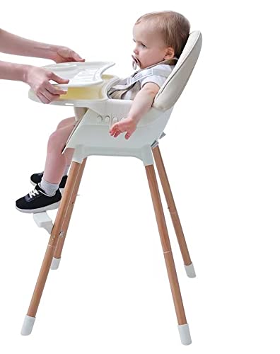 PandaEar 3-in-1 High Chairs for Babies Toddlers, Convertible Infant Highchair with Removable Tray & Safety Harness Adjustable Legs