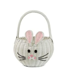 g6 collection hand woven bunny rattan wedding flower girl basket decorative bin home decor organizer cute handmade handcrafted nursery gift animal storage decoration easter wicker rabbit (large)