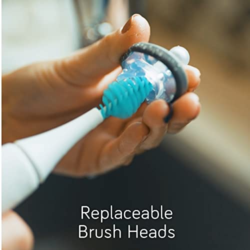 Nanobebe E-Brush Baby Bottle Cleaner - Electric Bottle Cleaning Brush, Baby Accessories, and Sippy Cups - Rechargeable, Includes Replaceable Brush Head