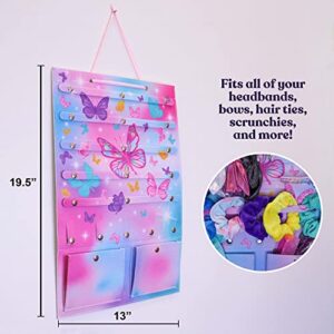 FROG SAC Bow and Headband Holder, Butterfly Hair Accessories Organizer for Girls, Hair Clip Accessory Organizers for Kids, Toddler Baby Wall Hanging Head Band Hairbow Bows Hangers for Closet Door