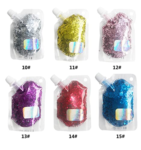 GL-Turelifes Body Glitter Gel, Easy to Apply&Remove 50ml Mermaid Sequins Chunky Glitter for Body Face Hair, Festival Glitter Halloween Costume Makeup Long Lasting Sparkling (Silver(Chunky Glitter))