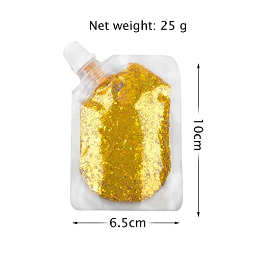 GL-Turelifes Body Glitter Gel, Easy to Apply&Remove 50ml Mermaid Sequins Chunky Glitter for Body Face Hair, Festival Glitter Halloween Costume Makeup Long Lasting Sparkling (Silver(Chunky Glitter))