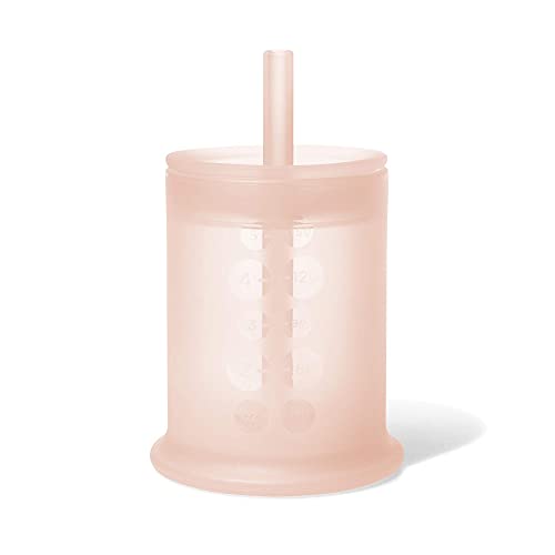 Olababy 100% Silicone Training Cup with Straw Lid (Coral) and Training Spoon Set Bundle