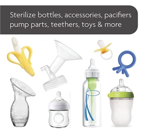 Baby Brezza 4 in 1 Baby Bottle Sterilizer Machine – Largest Capacity Electric Steam Sterilization – Pacifiers, Breast Pump Parts + Universal Sterilizing for All Bottles: Plastic, Glass, Large, Small