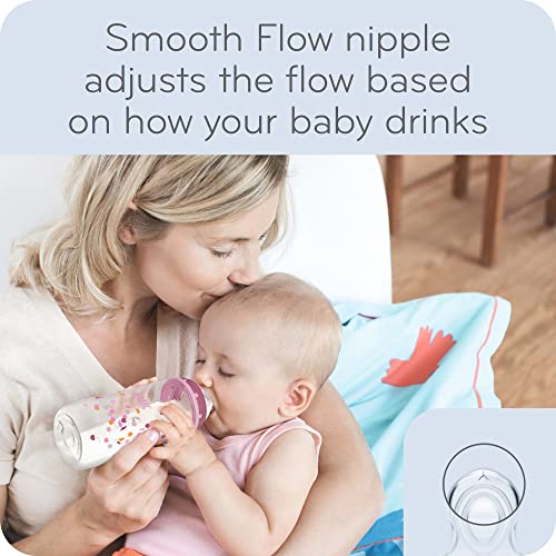 NUK Smooth Flow Anti Colic Baby Bottle, 10 oz, 4 Pack, Elephant,4 Count (Pack of 1)