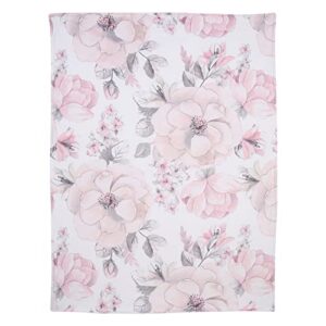 Lambs & Ivy Botanical Baby Watercolor Floral Pink Sherpa Fleece Baby Blanket