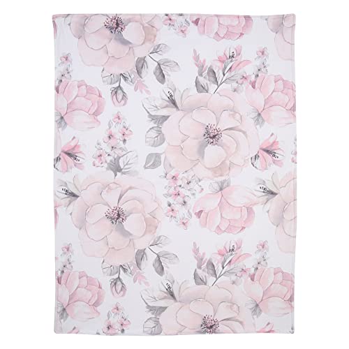 Lambs & Ivy Botanical Baby Watercolor Floral Pink Sherpa Fleece Baby Blanket