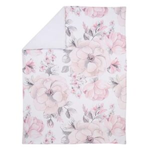 Lambs & Ivy Botanical Baby Watercolor Floral Pink Sherpa Fleece Baby Blanket