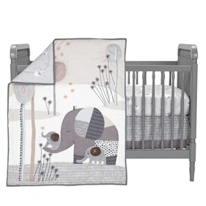 Bedtime Originals Elephant Love Gray 3-Piece Nursery Baby Crib Bedding Set