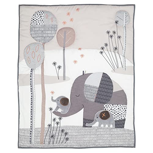 Bedtime Originals Elephant Love Gray 3-Piece Nursery Baby Crib Bedding Set