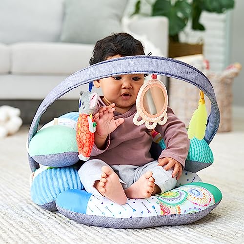 Infantino 3-in-1 Tummy Time, Sit Support & Mini Gym - Removable Toy Arch - Musical Koala Pal, Soothing Leaf Teether & Peek-and-See Mirror - for Babies, 0M+