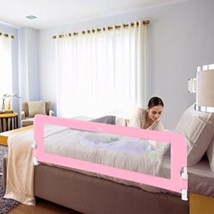 BABY JOY Double Sided Bed Rail Guard, 2 Pack, Extra Long, Swing Down for Convertible Crib, Folding Baby Safety Bedrail for Kids Twin Full Size Queen King Mattress, Rails for Toddlers (69 Inch, Pink)