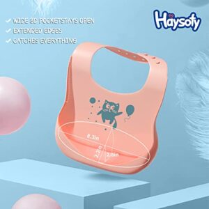 Haysofy Silicone Bibs, 3 Pack Silicone Baby Bib for Babies & toddlers, Soft Adjustable Fit Waterproof Bibs