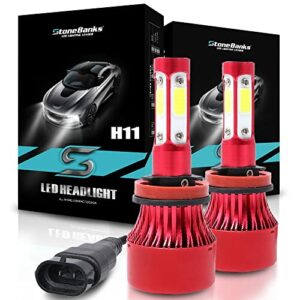 stonebanks 4-side h11 led headlight kit bulbs, h8 h9 120w 6000k 32000lm hi/low beam foglight bulbs, led headlight conversion kit