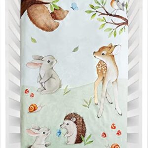 Rookie Humans 100% Cotton Sateen Fitted Crib Sheet: Enchanted Forest. Modern Nursery, Use as a Photo Background for Your Baby Pictures. Standard Crib Size (52 x 28 inches) Woodland Theme