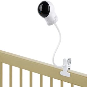 clip mount for eufy baby monitor camera, flexible gooseneck baby monitor holder for crib without tools or wall damage - white