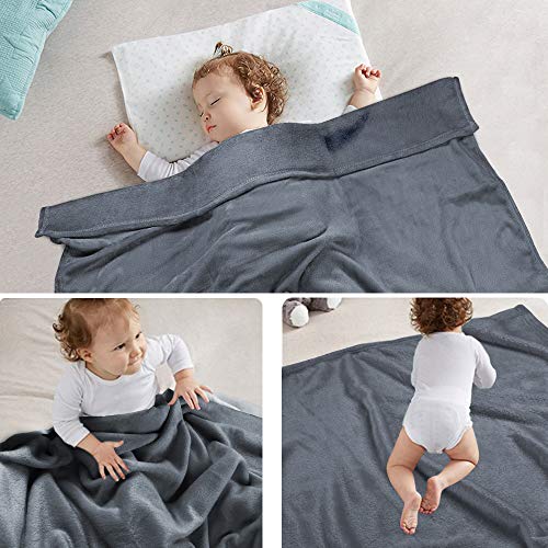 Yoofoss Baby Blanket Fleece Coral Fluffy Throw Blanket for Toddler, Infant or Newborn Microfiber Plush Swaddle Blanket for Boys Girls Crib Stroller Nap 28"x40" Dark Grey