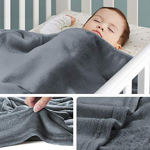 Yoofoss Baby Blanket Fleece Coral Fluffy Throw Blanket for Toddler, Infant or Newborn Microfiber Plush Swaddle Blanket for Boys Girls Crib Stroller Nap 28"x40" Dark Grey