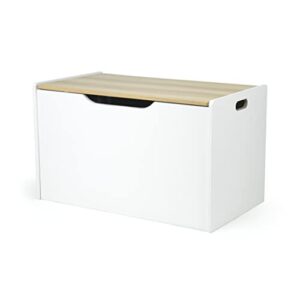 humble crew expedition hinged toy storage chest with lid, white & natural wood