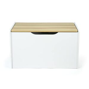 Humble Crew Expedition Hinged Toy Storage Chest with Lid, White & Natural Wood