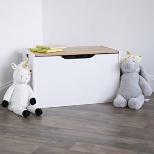 Humble Crew Expedition Hinged Toy Storage Chest with Lid, White & Natural Wood