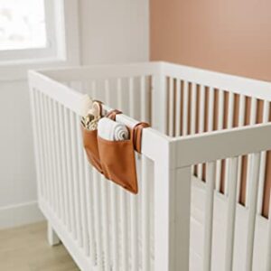 Lu & Ken Baby Nursery Crib Organizer - Vegan Leather Hanging Diaper Organizer for Crib - 13.5 x 7.5 Inch Nursery Storage Bedside Crib – Water and Stain Resistant