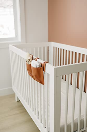 Lu & Ken Baby Nursery Crib Organizer - Vegan Leather Hanging Diaper Organizer for Crib - 13.5 x 7.5 Inch Nursery Storage Bedside Crib – Water and Stain Resistant