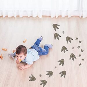 64 Pieces Dinosaur Decor Dinosaur Footprints Floor Decals Peel and Stick Dinosaur Track Stickers Removable Dinosaur Tracks Wall Decals Vinyl Footprints Wall Decal for Baby Nursery Bedroom Home Decor