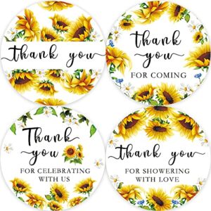 80 sunflower baby shower thank you stickers, sunflower bridal shower wedding favor labels, sunflower birthday party favor wrap stickers (2 inch)