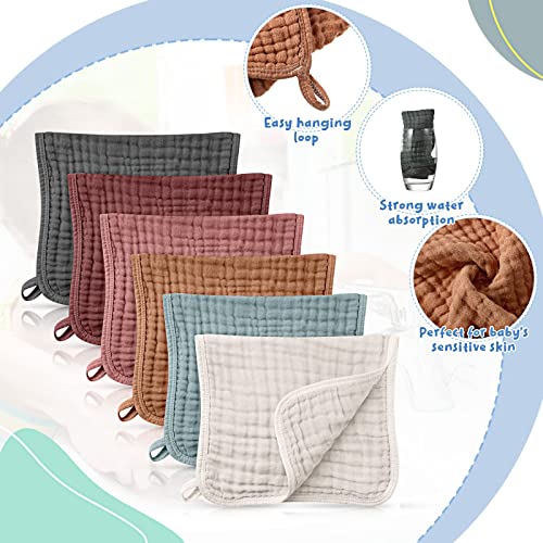 Irenare 6 Pieces Large 20 x 10 Inch Burp Cloths Multi-Colors Muslin Washcloths Baby Burping Diapers 6 Absorbent