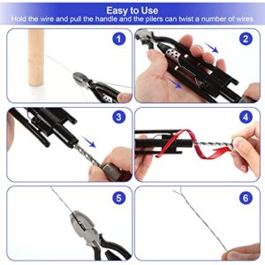 Acrux7 2 Pieces Safety Wire Twisting Pliers, 9 Inch 6 Inch Safety Wire Pliers, Black Lock Twister Wire Twisting Tool Aircraft Safety Wire Twist Pliers Aviation for Aircraft Auto Industry