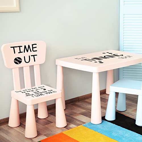 2 Pack Time Out Chairs Sticker Child Toddler Early Education Sticker by Times Overtime Chair Decoration Wall Stickers Vinyl for Boy Girl Nursery Home Decoration