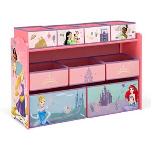 delta children disney princess deluxe 9 bin design and store toy organizer, greenguard gold certified