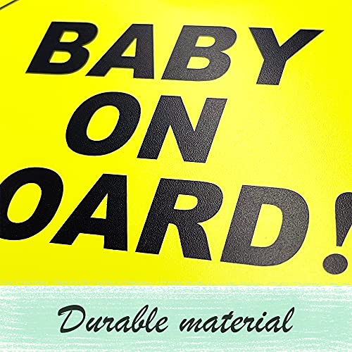 2PCS Baby On Board Signs with Suction Cups, 5"x5" Reusable Baby Safety Warning Decal for Car Windows