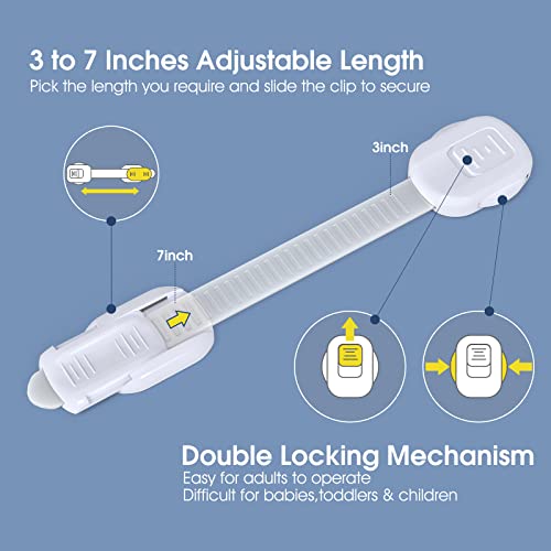 LOSODONA Child Cabinet Safety Locks for Toddlers (6 Pack) Baby Proof Drawer Locks Child Safety Strap Locks for Doors Fridges Toilet Ovens