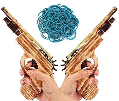 xinlong 2 Pcs Wooden Rubber Band Gun Quality Wood & Handmade Kids Outdoor Toy 9 Inches Length