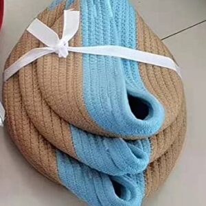 Cotton Rope Storage Bin Baskets, Set of 3 Woven Storage Organizer Small Baskets for Decoration, Toys, Books, Etc.. (Blue)