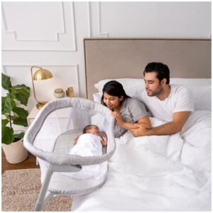 halo baby flex bassinest, adjustable travel bassinet, easy folding, lightweight with mattress and carrying bag