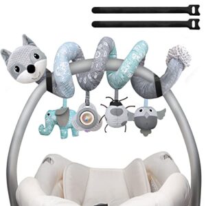 monstime car seat toys newborn toys, stroller toys baby toys 0-3 months infant toys, baby toys for carseat stroller crib with music rattle, baby toys for 0 3 6 9 12 babies boys girls enfants (gray)