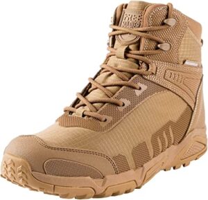 free soldier men's waterproof hiking boots lightweight work boots military tactical boots durable combat boots(brown, 7.5 us)