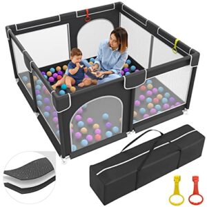 baby playpen , baby playard, playpen for babies with gate indoor & outdoor kids activity center with anti-slip base , sturdy safety playpen with soft breathable mesh , kid's fence for infants