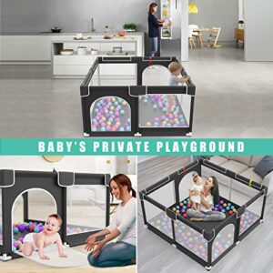 Baby Playpen , Baby Playard, Playpen for Babies with Gate Indoor & Outdoor Kids Activity Center with Anti-Slip Base , Sturdy Safety Playpen with Soft Breathable Mesh , Kid's Fence for Infants