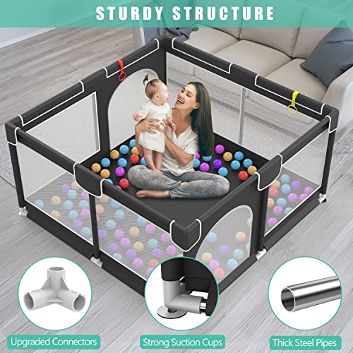 Baby Playpen , Baby Playard, Playpen for Babies with Gate Indoor & Outdoor Kids Activity Center with Anti-Slip Base , Sturdy Safety Playpen with Soft Breathable Mesh , Kid's Fence for Infants