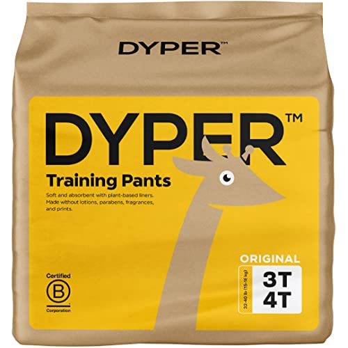 DYPER Viscose from Bamboo Toddler Potty Training Pants Girls & Boys Size 3T-4T, Honest Ingredients, Day & Overnight, Made with Plant-Based Materials, Hypoallergenic for Sensitive Skin, Unscented 24Ct