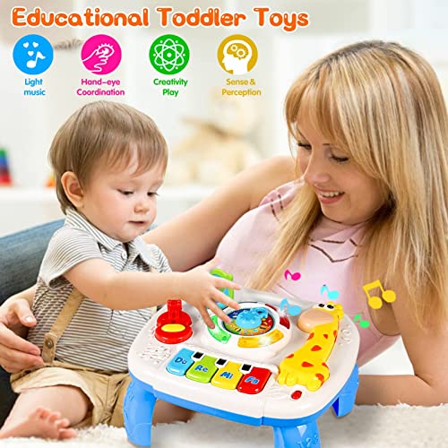 HQXBNBY Baby Toys 6 to 12 Months, Musical Learning Table Baby Toys for 1 2 3 Year Old Boys Girls Early Education Activity Center Baby Toys 12-18 Months Kids Toddler Birthday Gifts